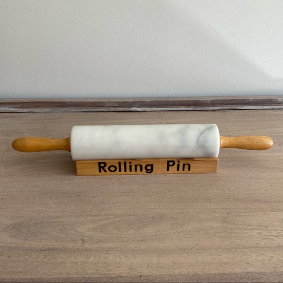 Kitchen | Vintage Marble Rolling Pin With Wood Cradle Stand | Poshmark